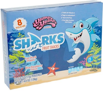 Blue Raspberry Flavored Sharks Fruit Snacks